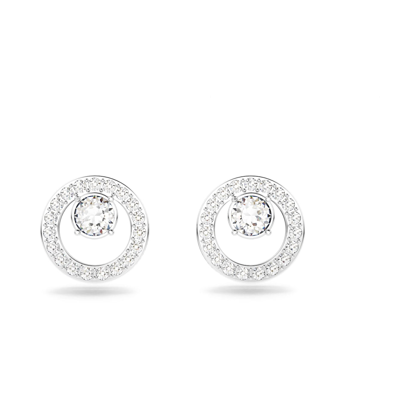 Swarovski Creativity stud earrings, White, Rhodium plated — Time After Time