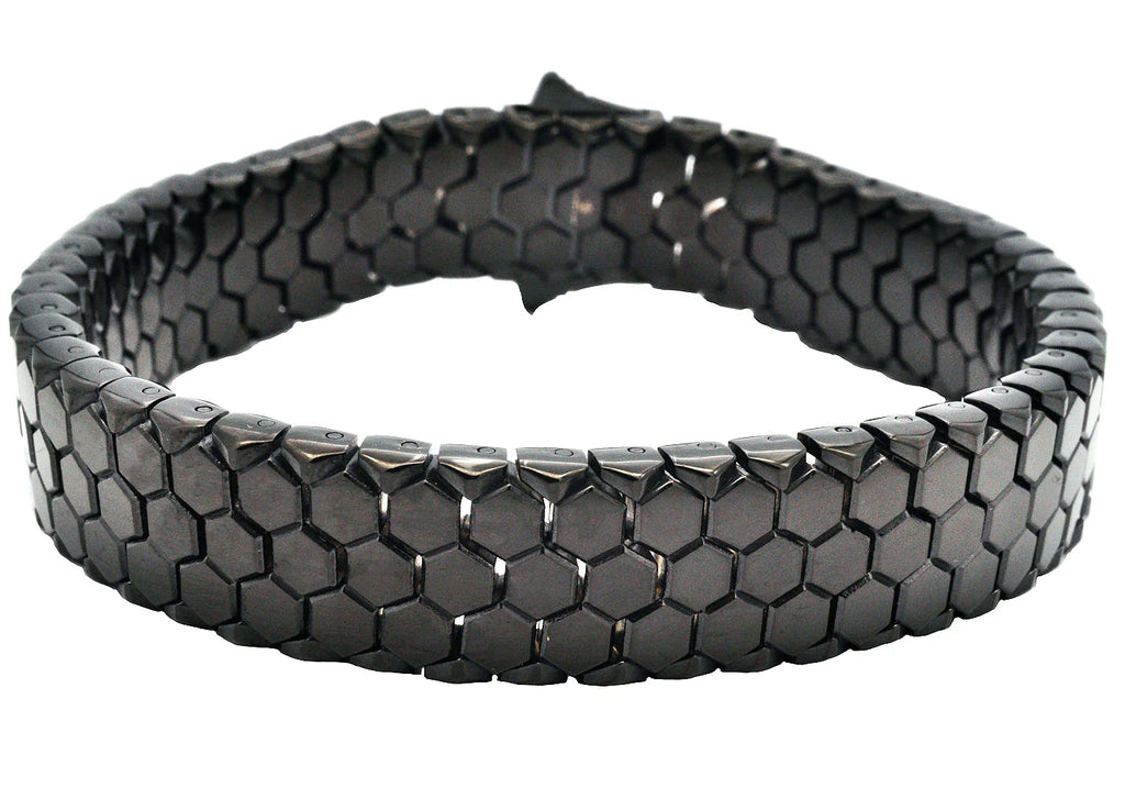 Blackjack Men's Bracelet Honeycomb Black SS BJB279B — Time After Time