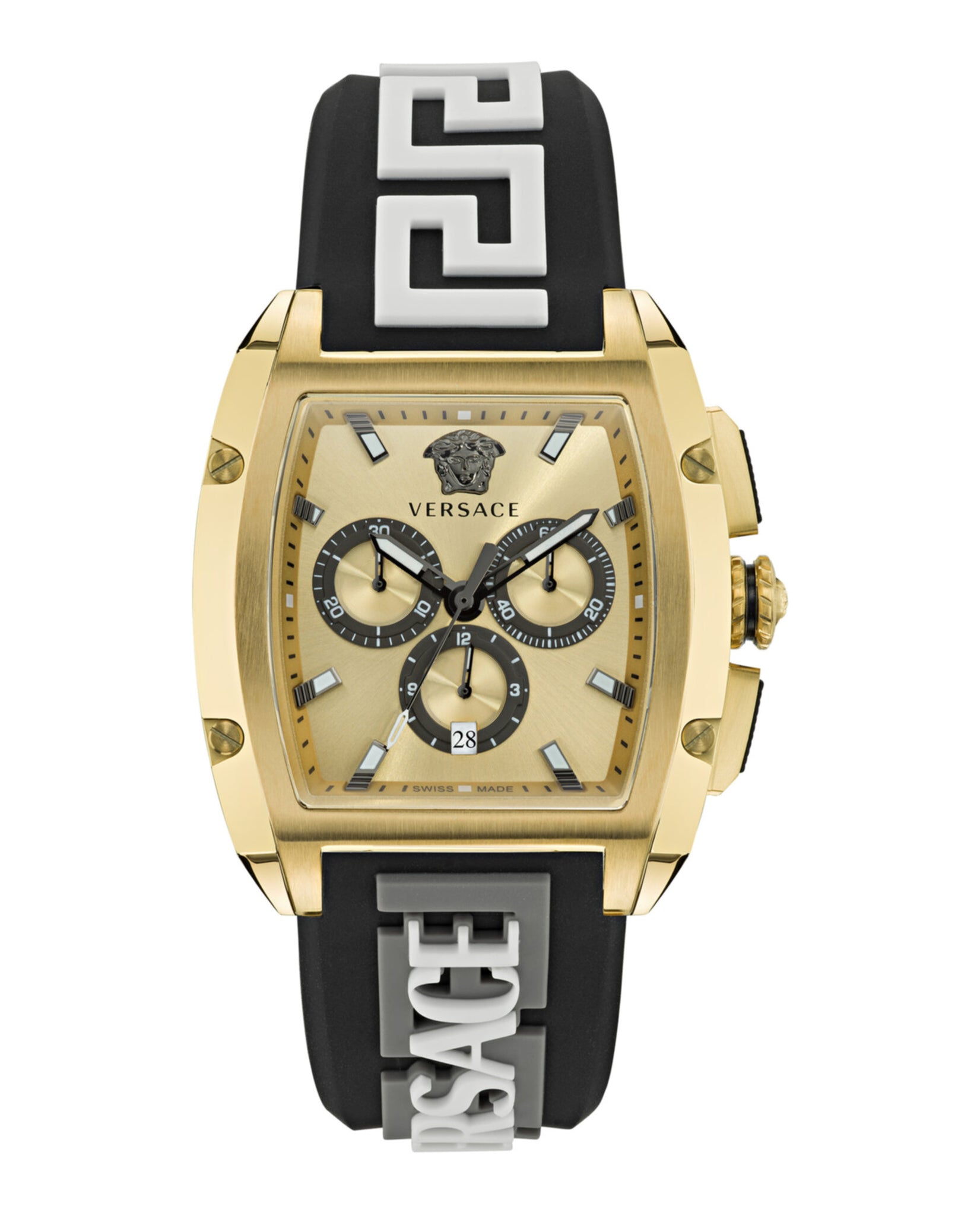 Versace Dominus 42X49.5MM IPYellow Gold Watch Gold Dial Silicone Strap ...