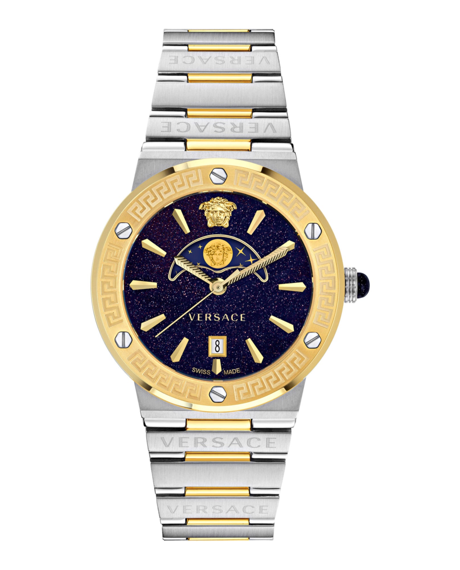 Greca Logo 38MM Two-Tone Watch Blue Dial Two Tone Bracelet — Time After ...