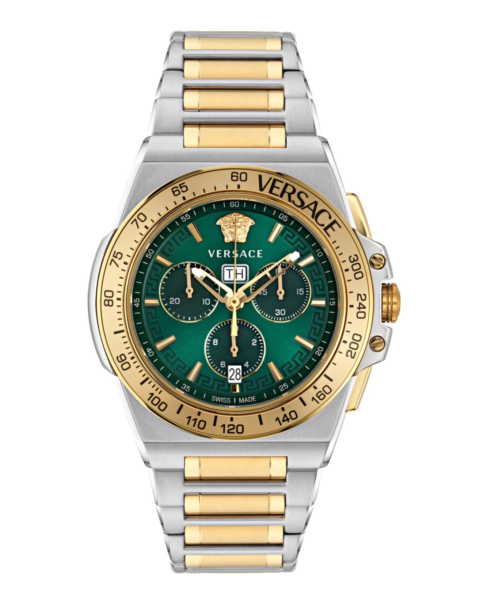 Greca Extreme Chrono 45MM Two-Tone Watch Green Dial Two Tone Bracelet ...